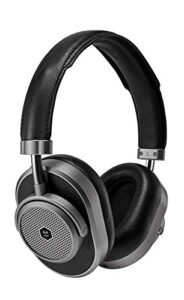 master & dynamic mw65 active noise-cancelling (anc) wireless headphones – bluetooth over-ear headphones with mic – gunmetal/ black leather