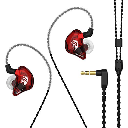 BASN Bsinger BC100 in Ear Monitor Headphones Universal Fit Noise Isolating IEM Earphones for Musicians Singers Studio Audiophiles (Red)