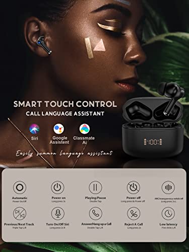 Wireless Earbuds, ANC+ENC Bluetooth 5.3 Headphones LED Power Display Earphones Wireless Charging Case 30Hrs Playback IPX6 Waterproof in-Ear Headsets with Mic for TV Smart Phone Computer Laptop Sports