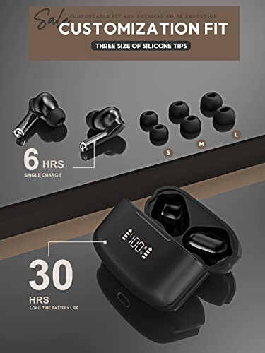 Wireless Earbuds, ANC+ENC Bluetooth 5.3 Headphones LED Power Display Earphones Wireless Charging Case 30Hrs Playback IPX6 Waterproof in-Ear Headsets with Mic for TV Smart Phone Computer Laptop Sports