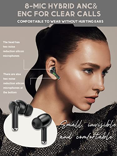 Wireless Earbuds, ANC+ENC Bluetooth 5.3 Headphones LED Power Display Earphones Wireless Charging Case 30Hrs Playback IPX6 Waterproof in-Ear Headsets with Mic for TV Smart Phone Computer Laptop Sports