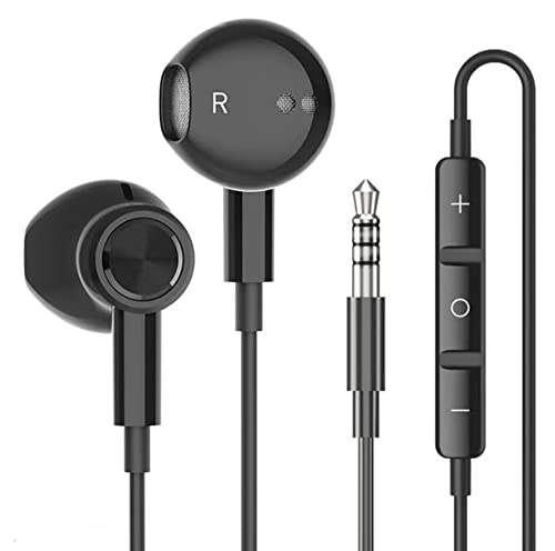 eMorevalue 3.5mm Earbuds Headphones for Galaxy A02S A03S A12 A22 A32 5G A51 A52 A71 A72 / Moto G Pure/OnePlus Nord N10 5G / TCL 20 SE/Nokia X100, Noise Canceling Wired Earphones with Microphone