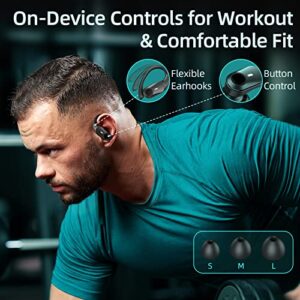 for Samsung Galaxy A53 5G Wireless Earbuds Bluetooth Headphones, Over Ear Waterproof with Microphone LED Display for Sports Running Workout - Black