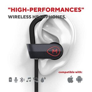 MultiTed MX10 Wireless Headphones iPhone Bluetooth Earbuds - Designed for Running and Sport Workouts with Waterproof IPX7 and Built-in Microphone with Noise Cancellation.