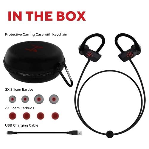 MultiTed MX10 Wireless Headphones iPhone Bluetooth Earbuds - Designed for Running and Sport Workouts with Waterproof IPX7 and Built-in Microphone with Noise Cancellation.