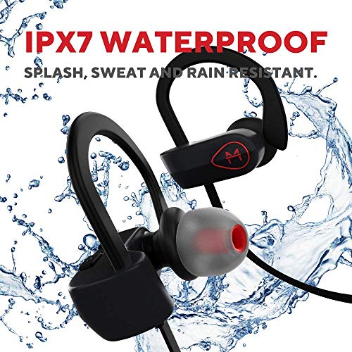 MultiTed MX10 Wireless Headphones iPhone Bluetooth Earbuds - Designed for Running and Sport Workouts with Waterproof IPX7 and Built-in Microphone with Noise Cancellation.