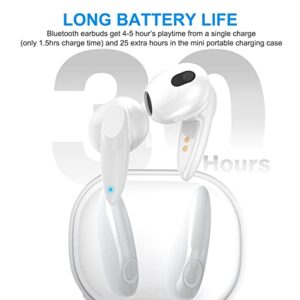 Wireless Earbuds Bluetooth Headphone for iPhone 14 Pro Max 13 12 11 XR, Bluetooth 5.1 Touch Control Lightweight Stereo Headphones Built-in Mic USB C Earphone for Sumsung Galaxy S23 S22 S21 iPad White