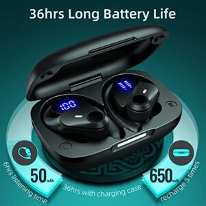 FK Trading for Nokia XR20 Wireless Earbuds Bluetooth Headphones, Over Ear Waterproof with Microphone LED Display for Sports Running Workout - Black