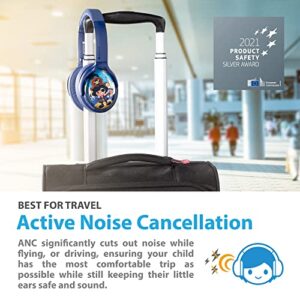 ONANOFF Active Noise Cancelling Bluetooth Headphones for Toddlers and Kids, Volume Limited, Over-Ear, Built in Microphone, 24 Hour Battery Life, Airplanes, School, Games and Video Calls, Sun Yellow