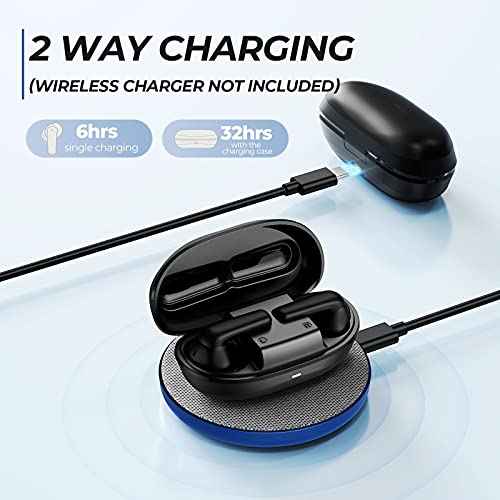 Wireless Earbuds Active Noise Cancelling, NyPots A8 ANC Bluetooth Earbuds Wireless Charging, Transparent Mode Headphones, IPX8 Waterproof Earphone, 32H Playtime Headset