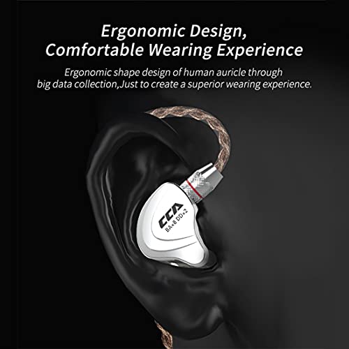 CCA C10 in Ear Monitor Headphone 10 Hybrid Drivers Wired Earbud 4BA 1DD HiFi IEM Earphones Stereo Noise Isolating Earphone with Detachable Cable for Musicians Singers Studio Audiophiles Dj PC