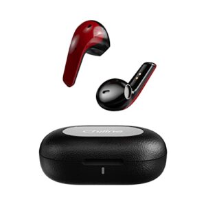 chiline wireless bluetooth earbuds 5.1 in-ear light-weight earphones built-in microphone,ipx5 waterproof headphones,true noise cancelling wireless earbuds,black & red for gift