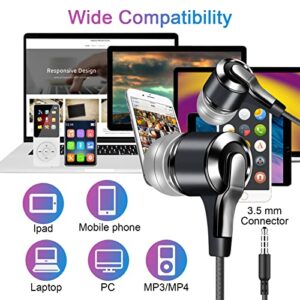 Earbuds Earphones with Microphone,5pack Ear Buds Wired in-Ear Headphones with 30pack Replacement Noise Islating Earplugs,Fits 3.5mm Interface for iPad,iPod,Mp3 Players,Android and iOS Smartphones