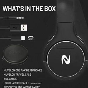 Nuvelon ONE Active Noise Canceling Headphones with Adjustable Bass, Wireless Over-Ear Bluetooth Headphones