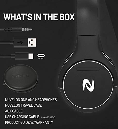 Nuvelon ONE Active Noise Canceling Headphones with Adjustable Bass, Wireless Over-Ear Bluetooth Headphones