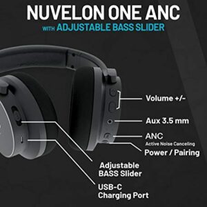 Nuvelon ONE Active Noise Canceling Headphones with Adjustable Bass, Wireless Over-Ear Bluetooth Headphones