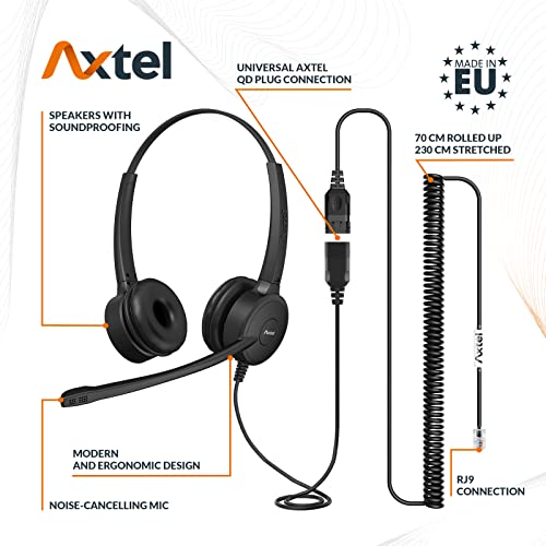 Axtel Bundle Prime Duo with AXC-04 Cable | Noise Cancellation - Compatible with Cisco 6900, 7800, 7900, 8800, 8900, 9900 Series Phones