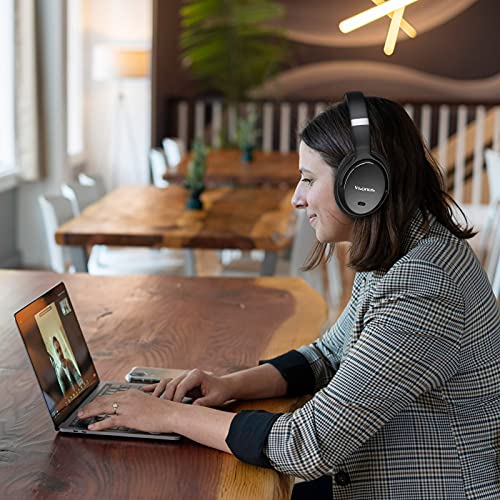 Vsonus H51 Active Noise Cancelling Headphones, Wireless Over Ear Bluetooth Headphones, Heavy Bass, BT 5.0, 30H Playtime, Metal Cover, Comfortable Protein Earpads for Travel Home Office