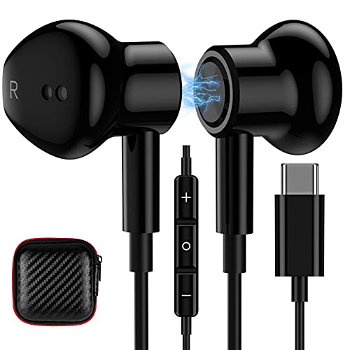 TITACUTE USB C Headphone for Samsung S22 Ultra S23 S21 S20 FE A53 Magnetic Wired Earbuds Noise Canceling Stereo in Ear Type C Earphone with Microphone for Galaxy Z Flip 4 3 Note 20 Google Pixel 7 6 6a