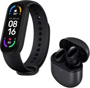 xiaomi 2021 mi band 6 + buds 3 pro airdots, professional active noise cancellation, ambient sound enhancer, 28hr playback, triple mic for voice, usb-c & wireless charge (mi band 6 + buds 3 pro black)