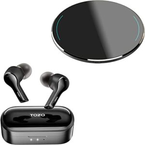 tozo t9 true wireless earbuds enc 4 mic call noise cancelling bluetooth 5.0 headphones & tozo w1 wireless charger