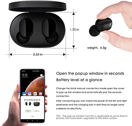 Xiaomi Mi True Wireless Earbuds Basic 2S, Bluetooth 5.0 Touch Control Low Latency Stereo Gaming Mode Headphones with Mic, Sweatproof in-Ear Sport Earphones with Charging Case(Redmi Airdots 2S)