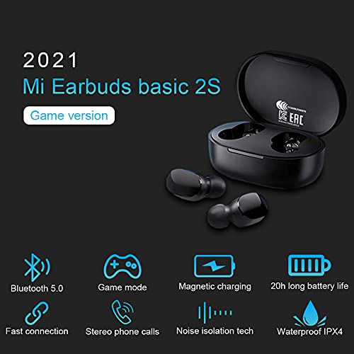 Xiaomi Mi True Wireless Earbuds Basic 2S, Bluetooth 5.0 Touch Control Low Latency Stereo Gaming Mode Headphones with Mic, Sweatproof in-Ear Sport Earphones with Charging Case(Redmi Airdots 2S)