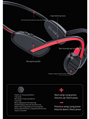 GenXenon Bone Conduction Headphones Bluetooth 5.3 Open Ear Headphones IPX6 Waterproof 8 Hours Playtime Wireless Earphones Bluetooth Headset with Mic for Running, Cycling, Driving, Sports, and Fitness