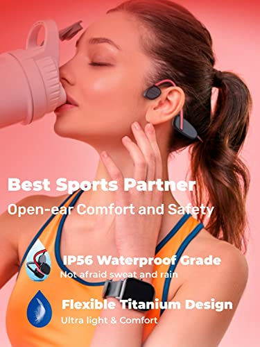 GenXenon Bone Conduction Headphones Bluetooth 5.3 Open Ear Headphones IPX6 Waterproof 8 Hours Playtime Wireless Earphones Bluetooth Headset with Mic for Running, Cycling, Driving, Sports, and Fitness