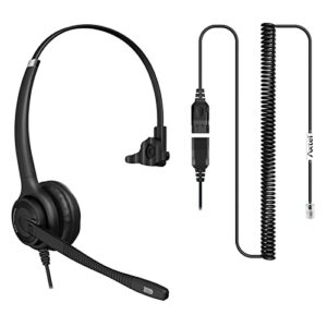 axtel bundle elite hdvoice mono nc with axc-02 cable | noise cancellation – compatible with grandstream gxp1600, gxp1700, gxp2100, grp2600 series phones