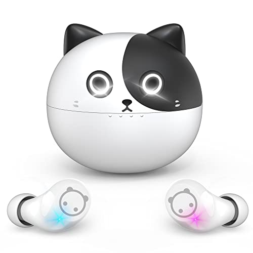 Togetface Kids Wireless Earbuds for Small Ears - Panda Bluetooth Headphones - with Mic and Noise Cancelling, is The Best Christmas, Halloween and Birthday Gift for Kids, Friends, Family and Adults.