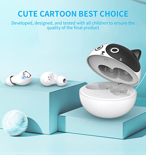 Togetface Kids Wireless Earbuds for Small Ears - Panda Bluetooth Headphones - with Mic and Noise Cancelling, is The Best Christmas, Halloween and Birthday Gift for Kids, Friends, Family and Adults.