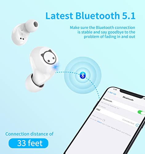 Togetface Kids Wireless Earbuds for Small Ears - Panda Bluetooth Headphones - with Mic and Noise Cancelling, is The Best Christmas, Halloween and Birthday Gift for Kids, Friends, Family and Adults.