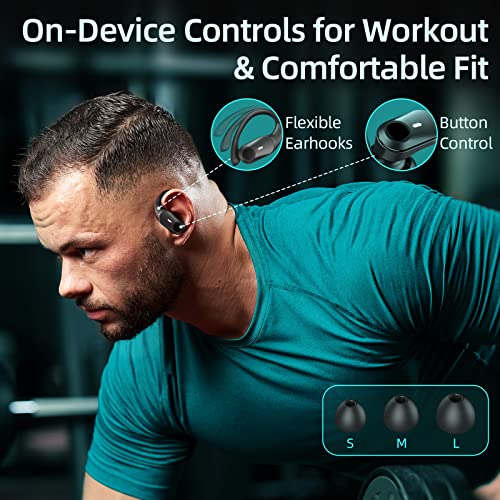 for Samsung Galaxy A23 5G Wireless Earbuds Bluetooth Headphones, Over Ear Waterproof with Microphone LED Display for Sports Running Workout - Black