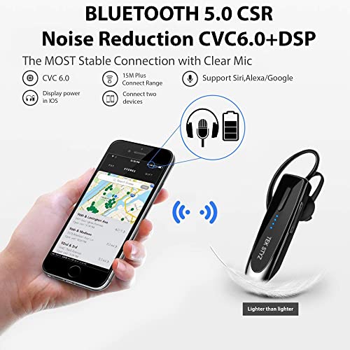 Tek Styz V5.0 CSR Wireless Bluetooth Earpiece for iPhone, Android, Samsung,Laptop,Tablet with Mic, IPX3 Waterproof Headset with CVC 6.0 Dual Noise Cancelling Technology and 24H Talk Time/Playtime