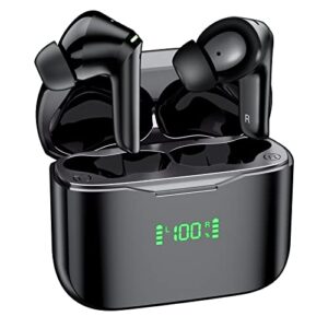 wireless earbuds 80h playtime noise canceling bluethooth earbuds with wireless charging case in-ear earbud with microphone for android cell phone gaming computer laptop sport black