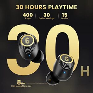 SuperEQ Q2 Pro Hybrid Wireless Active Noise Cancelling Earbuds, Bluetooth 5.2 Earphones with ANC Transparent Mode, 4 Mics Clear Calls, 30H Play Time, Deep Bass & Stereo Sound, IPX5 Waterproof