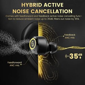 SuperEQ Q2 Pro Hybrid Wireless Active Noise Cancelling Earbuds, Bluetooth 5.2 Earphones with ANC Transparent Mode, 4 Mics Clear Calls, 30H Play Time, Deep Bass & Stereo Sound, IPX5 Waterproof