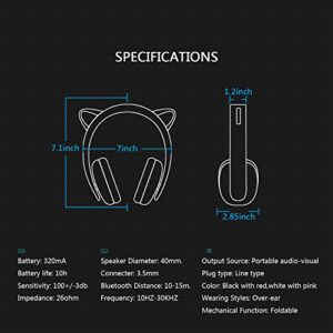 Censi Music Headset Headphone Creative Cat Ear Stereo Over-Ear Game Gaming Bass Headset Noise Canceling Headband Earphone for ipad, PC, iPhone and Android Smartphones (White, Wired)