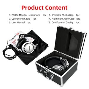 TAKSTAR On-Ear Monitor Headphones Bass Adjustment HiFi Stereo Dynamic Studio Noise Cancelling Headsets for Recording Monitoring Music PRO 82 Silver