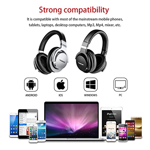 TAKSTAR On-Ear Monitor Headphones Bass Adjustment HiFi Stereo Dynamic Studio Noise Cancelling Headsets for Recording Monitoring Music PRO 82 Silver