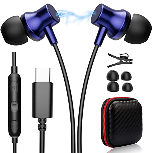 ACAGET USB C Headphones, Magnetic Earbuds for Pixel 7 Pro 6A 6 USB Type C Earphones with Mic Noise Canceling HiFi Stereo Headset for Samsung Galaxy S23 Ultra S22 Plus S21 FE A53 iPad Pro Air Oneplus 9