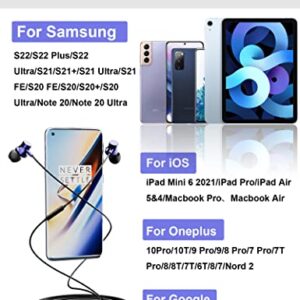 ACAGET USB C Headphones, Magnetic Earbuds for Pixel 7 Pro 6A 6 USB Type C Earphones with Mic Noise Canceling HiFi Stereo Headset for Samsung Galaxy S23 Ultra S22 Plus S21 FE A53 iPad Pro Air Oneplus 9