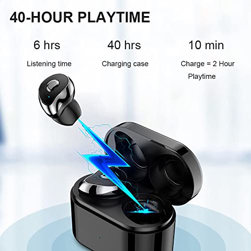 KENKUO Wireless Earbuds, Powerful Customized Sound with Big Bass, Built-in 4 Mic, Button Control, IPX6 Waterproof Bluetooth Ear Buds, Wireless Earphones Compatible with Android & Apple, Black