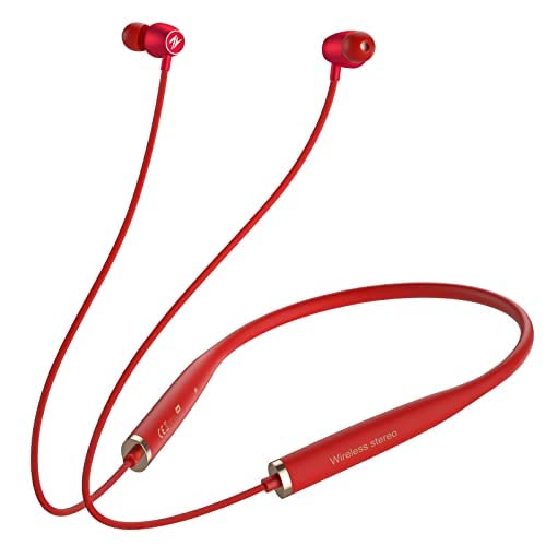 ZAQE Bluetooth Neckband Headphones, Silicone Wireless Bluetooth Headset with Magnetic, 12H Playtime, IPX6 Waterproof Earphones Noise Cancelling for Sports Running Workout Gym, Red