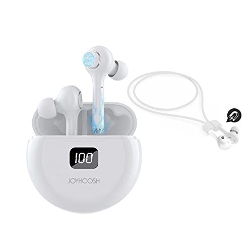 JOYHOOSH Wireless Earbuds, Bluetooth Earbuds with Anti Lost Strap Noise Cancelling, Bluetooth Headphones in Ear for iPhone Super Bass,Wireless Sports Earphones 20H with Charging Case