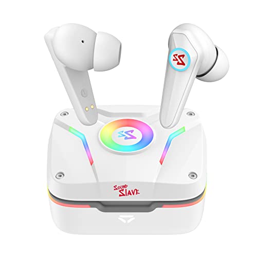 LTC SS-503 TWS Wireless Earbuds, Bluetooth 5.1 in-Ear Earphones with Wireless Charging Case IPX4 Waterproof, Built-in Mic RGB Stereo Headphones for Sport, Gaming, White