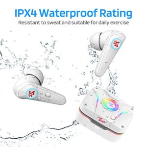 LTC SS-503 TWS Wireless Earbuds, Bluetooth 5.1 in-Ear Earphones with Wireless Charging Case IPX4 Waterproof, Built-in Mic RGB Stereo Headphones for Sport, Gaming, White