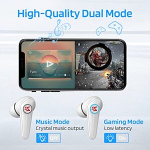 LTC SS-503 TWS Wireless Earbuds, Bluetooth 5.1 in-Ear Earphones with Wireless Charging Case IPX4 Waterproof, Built-in Mic RGB Stereo Headphones for Sport, Gaming, White