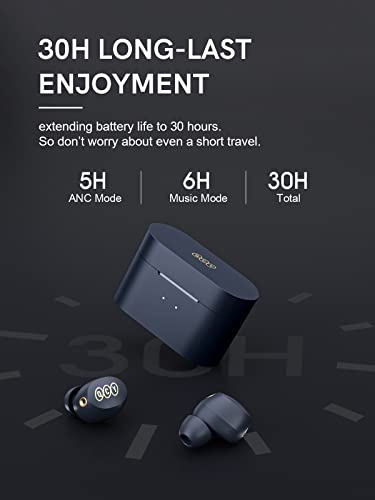 QCY HT01C Hybrid Active Noise Cancelling Wireless Earbuds, in-Ear Detection Headphones, IPX6 Waterproof Bluetooth 5.1 Stereo Earphones, Light-Weight, Immersive Sound Premium Deep Bass Headset